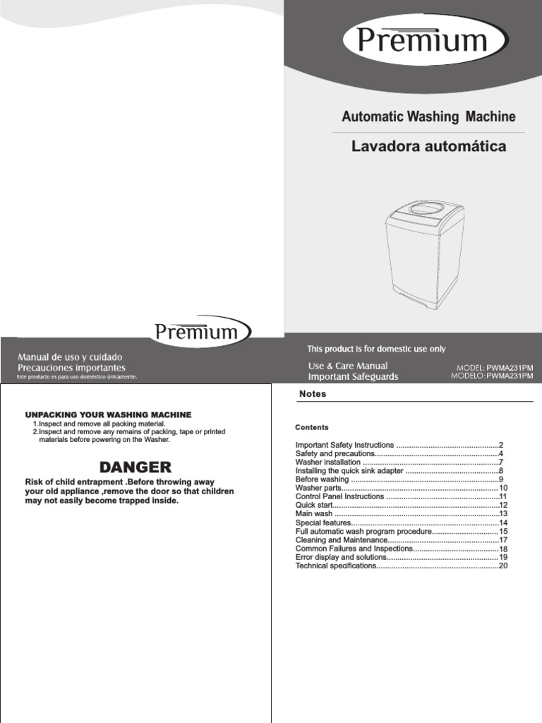 Automatic Washing Machine Guide | PDF | Washing Machine | Tap (Valve)