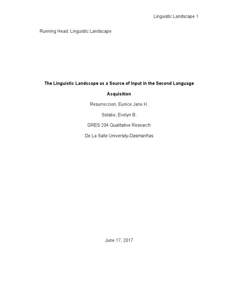 Linguistic Landscape in Language Learning | PDF | Language Acquisition ...