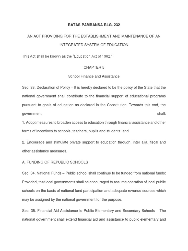 Batas Pambansa BLG | PDF | State School | Local Government