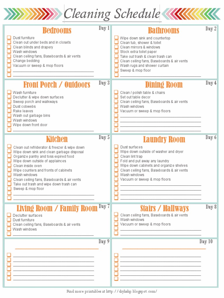 Cleaning Schedule | PDF | Room | Sink