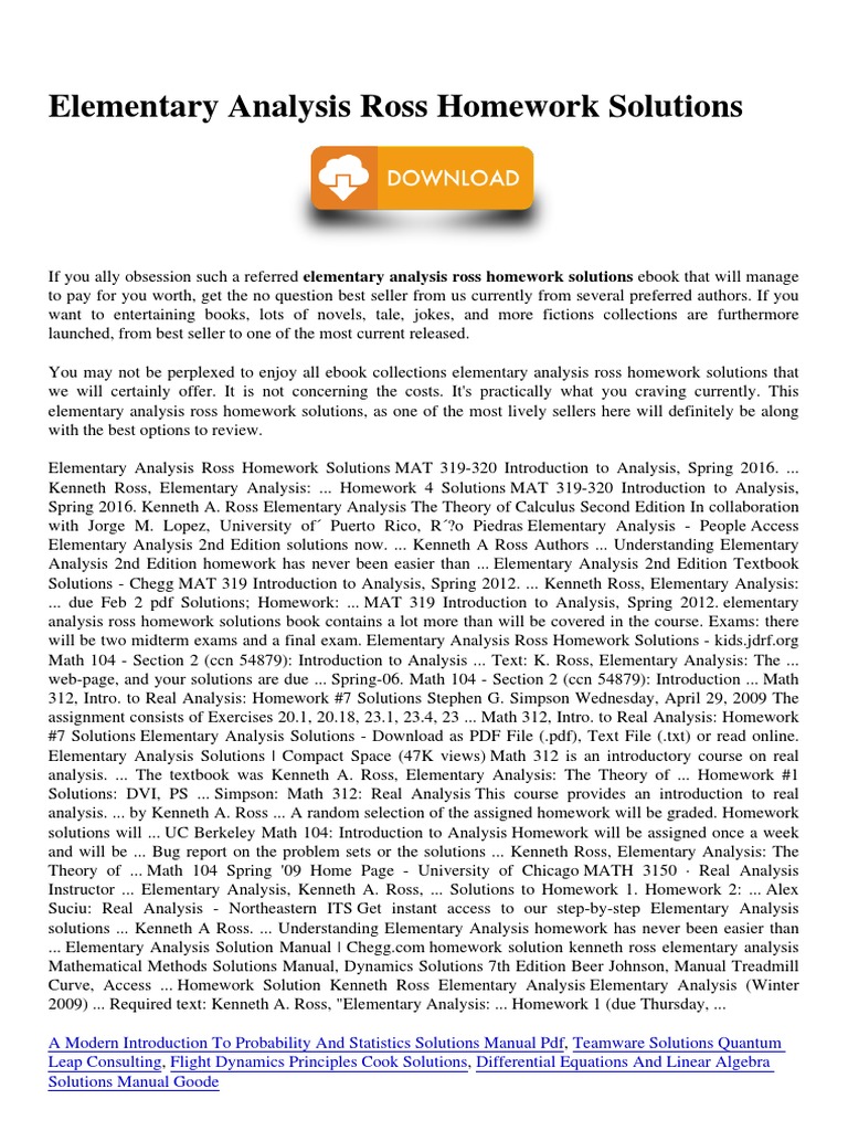Elementary Analysis Homework Solutions | PDF