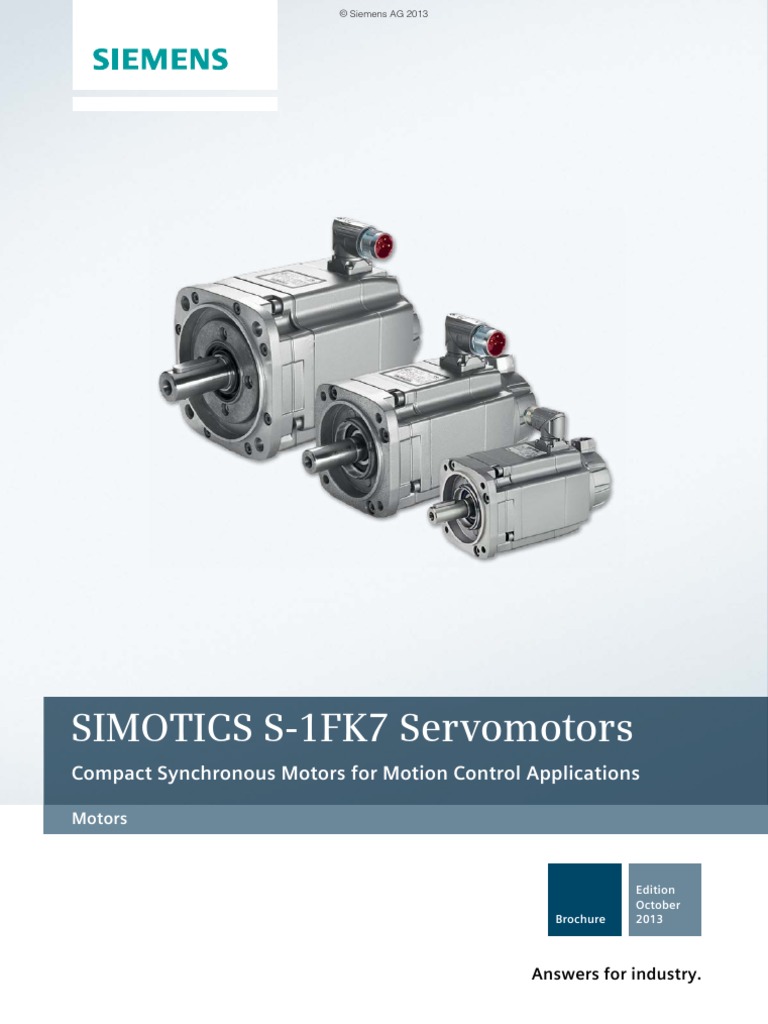 SIMOTICS S-1FK7 Servomotors: Compact Synchronous Motors For Motion ...