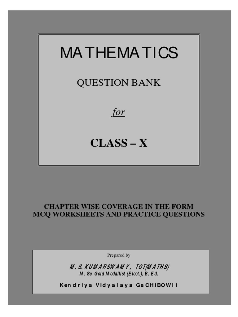 Maths Class X Question Bank | PDF | Triangle | Circle