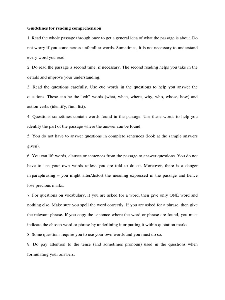 Guidelines For Reading SPM | PDF