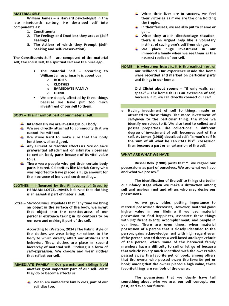 Material Self | PDF | William James | Emotions