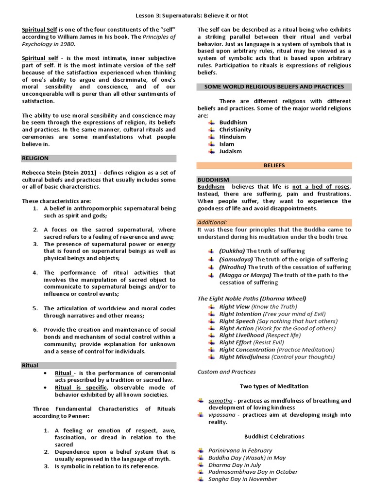 Lesson 3 Supernatural Blieve It or Not | PDF | Religious Behaviour And ...