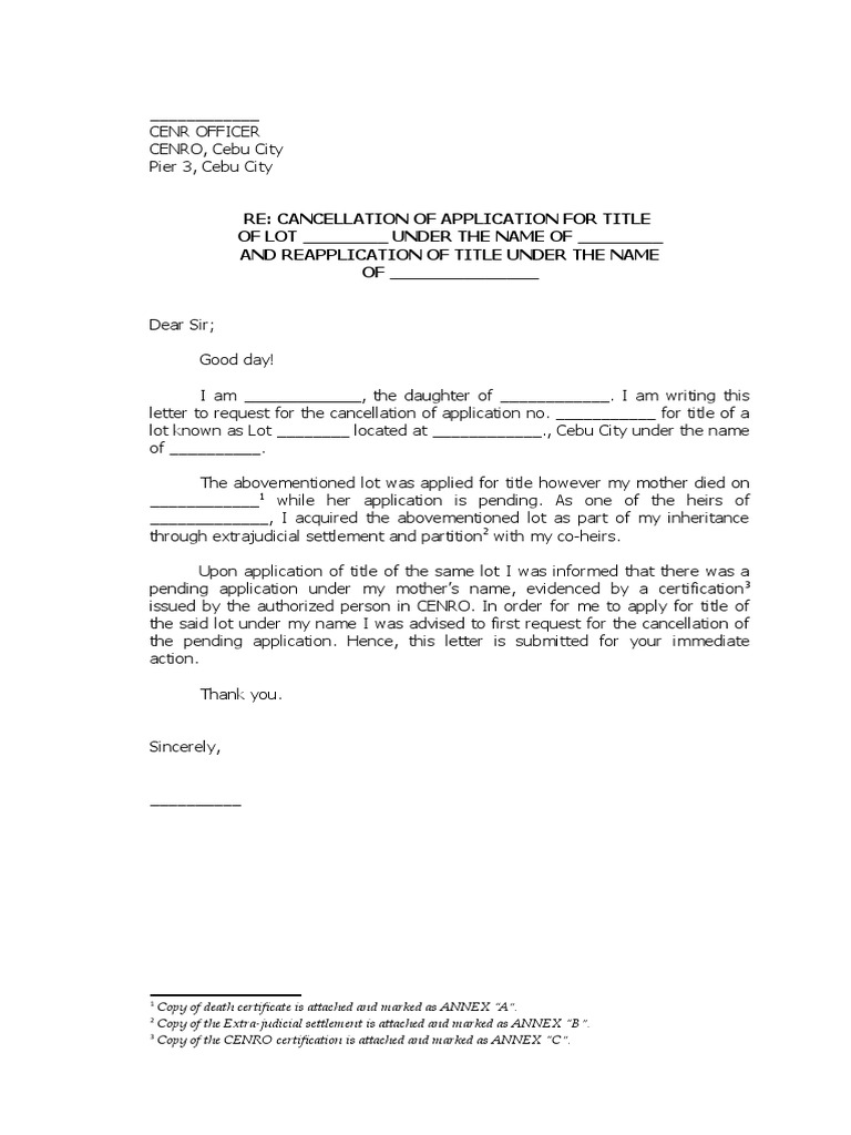 Letter To CENRO - Sample | PDF