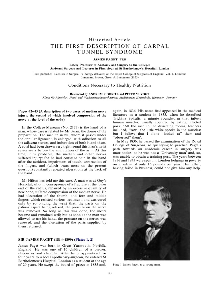 The First Description of Carpal - James Paget | PDF | Surgery ...