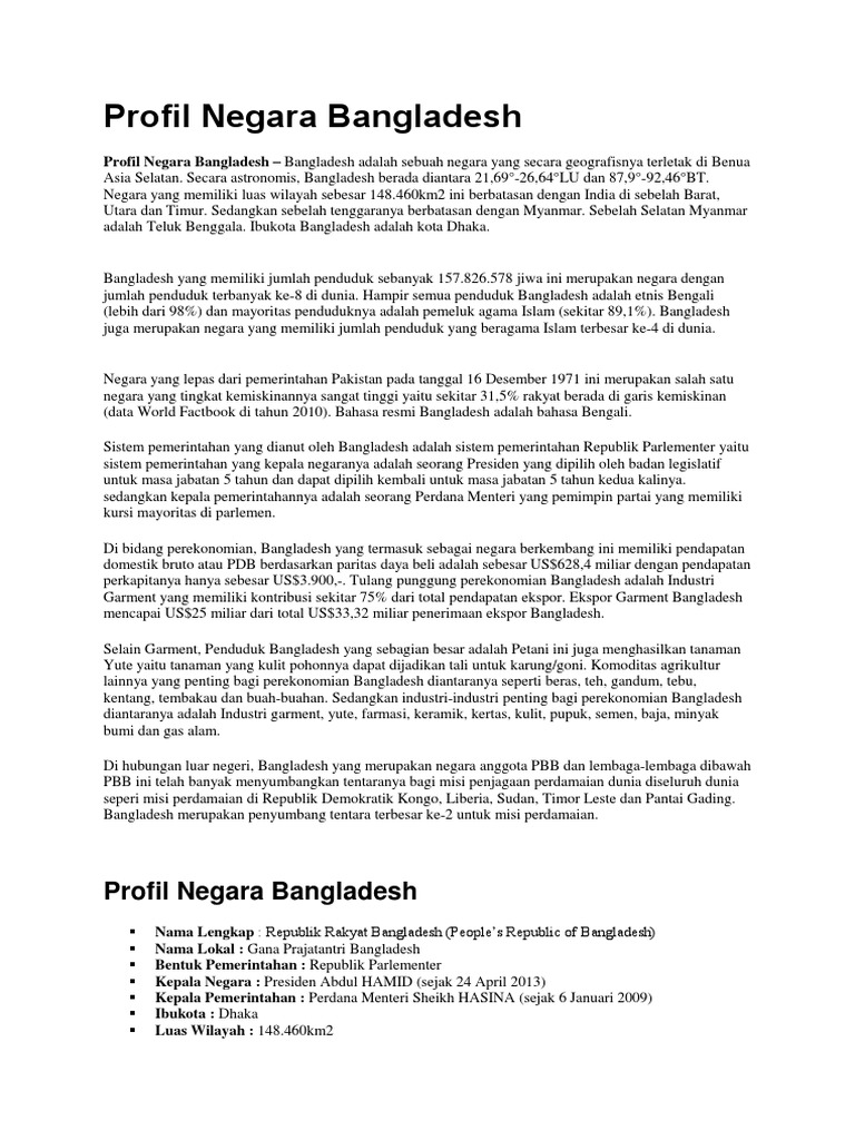 Profil Negara Bangladesh | PDF