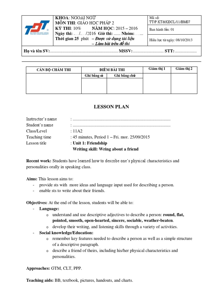 Lesson Plan Sample Writing | PDF | Behavior Modification | Learning