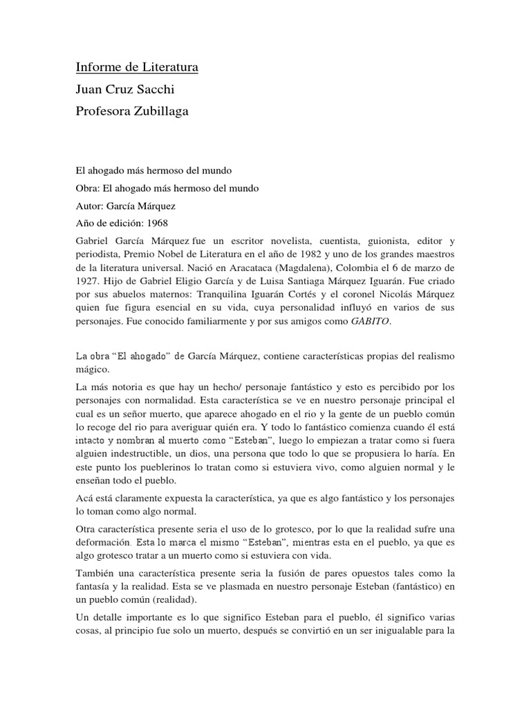 El Ahogado Más Hermoso Del Mundo | PDF | Gabriel García Márquez