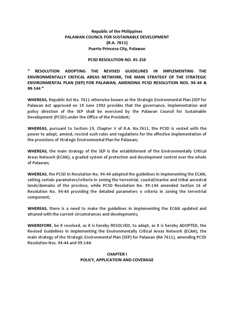Revised Guidelines in Implementing The ECAN | PDF | Coral Reef | Zoning