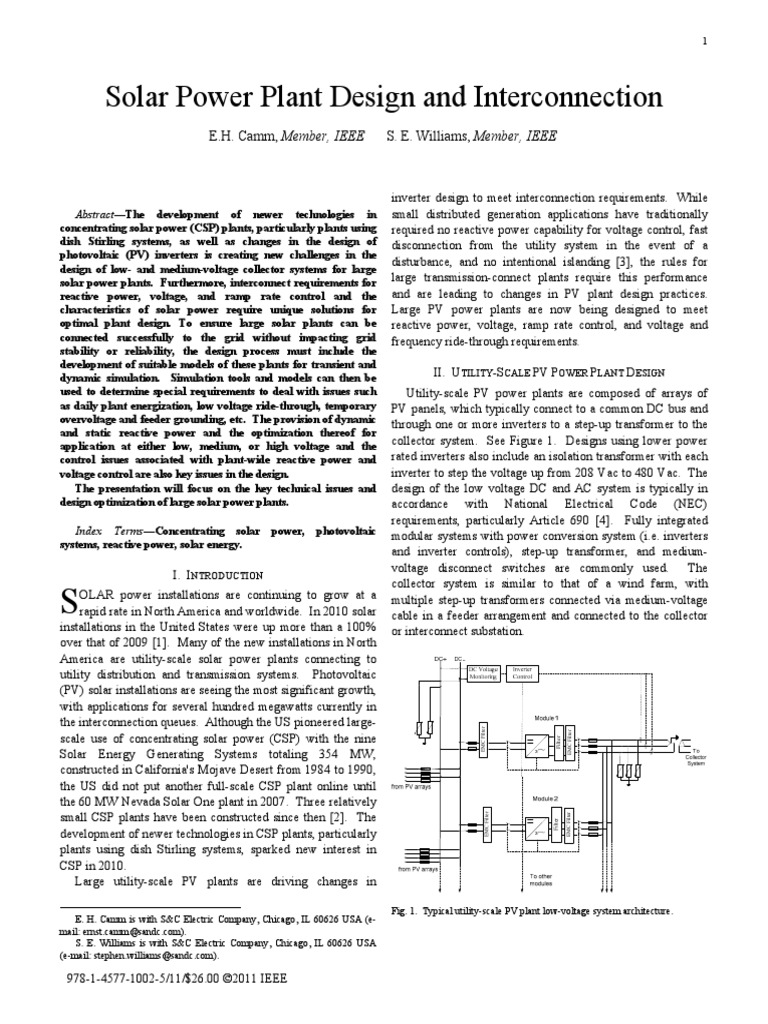 Solar Power Plant Design and Interconnection | PDF | Solar Power ...