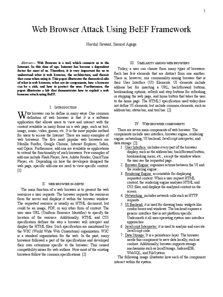 Web Browser Attack Using Beef Framework: Harshil Sawant, Samuel Agaga | PDF | Java Script ...