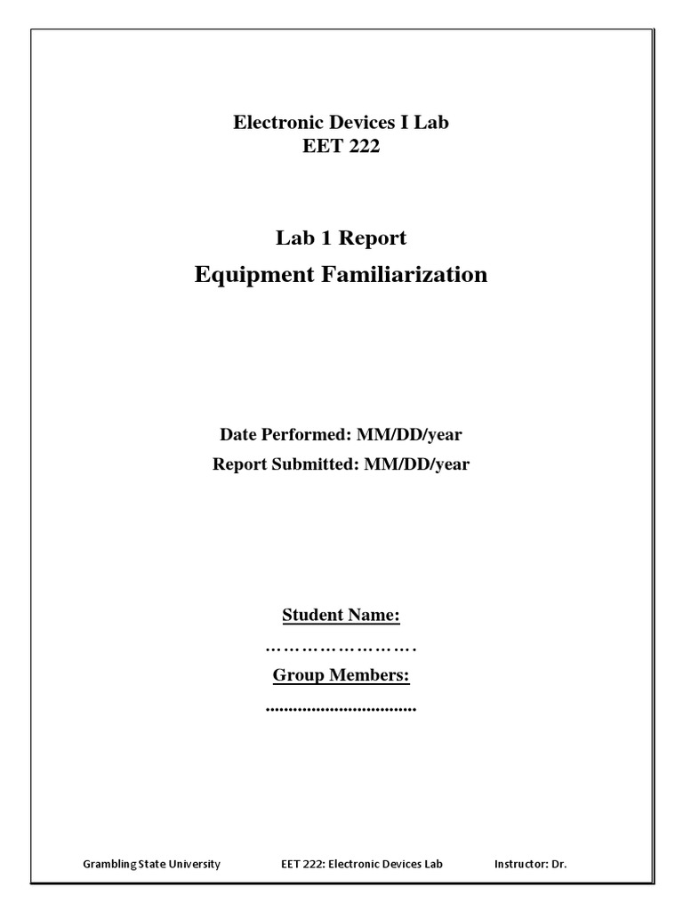 Equipment Familiarization: Lab 1 Report | PDF | Resistor | Voltage