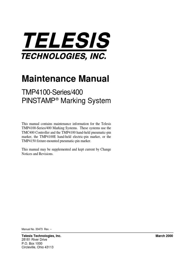 Marcadora Telesis Manual de Mantenimiento | PDF | License | Troubleshooting