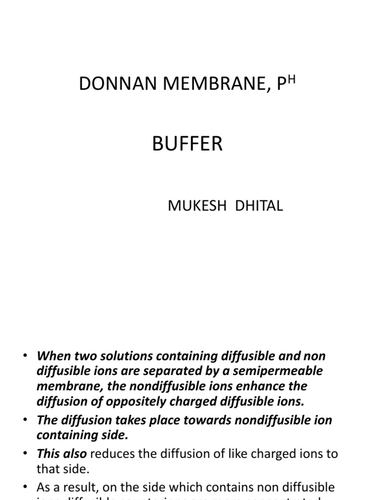 Donnan Membrane Equilibria | PDF | Buffer Solution | Acid Dissociation Constant