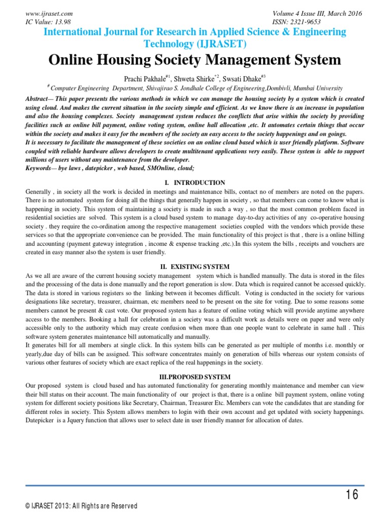 Online Housing Society Management System | PDF | Cloud Computing | Expense