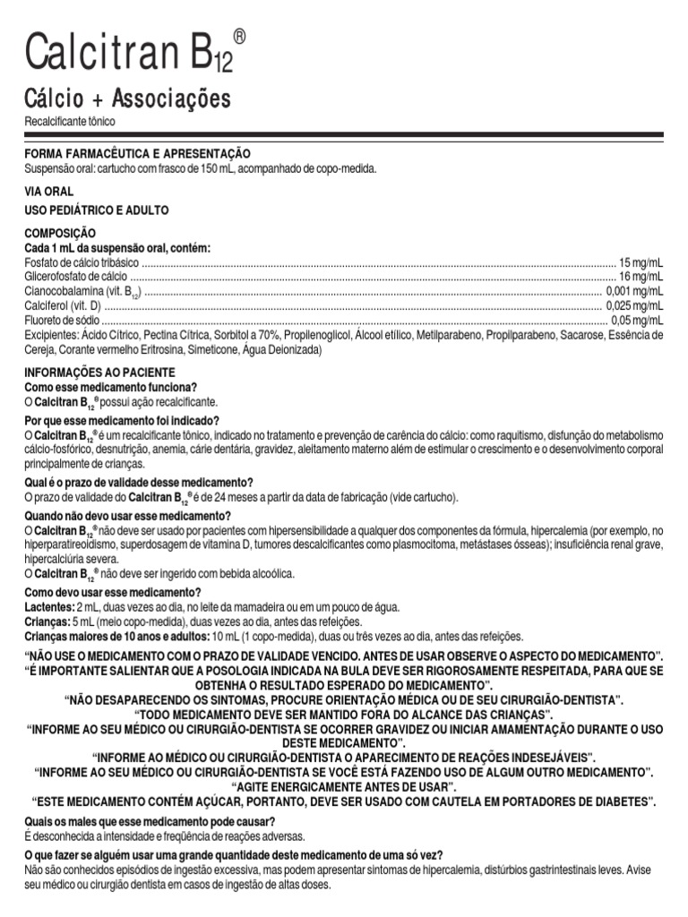 Calcitran B12 PDF | PDF | Vitamina D | Cálcio