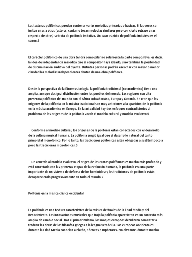 Polifonia | PDF | Elementos de la música | Teoría musical