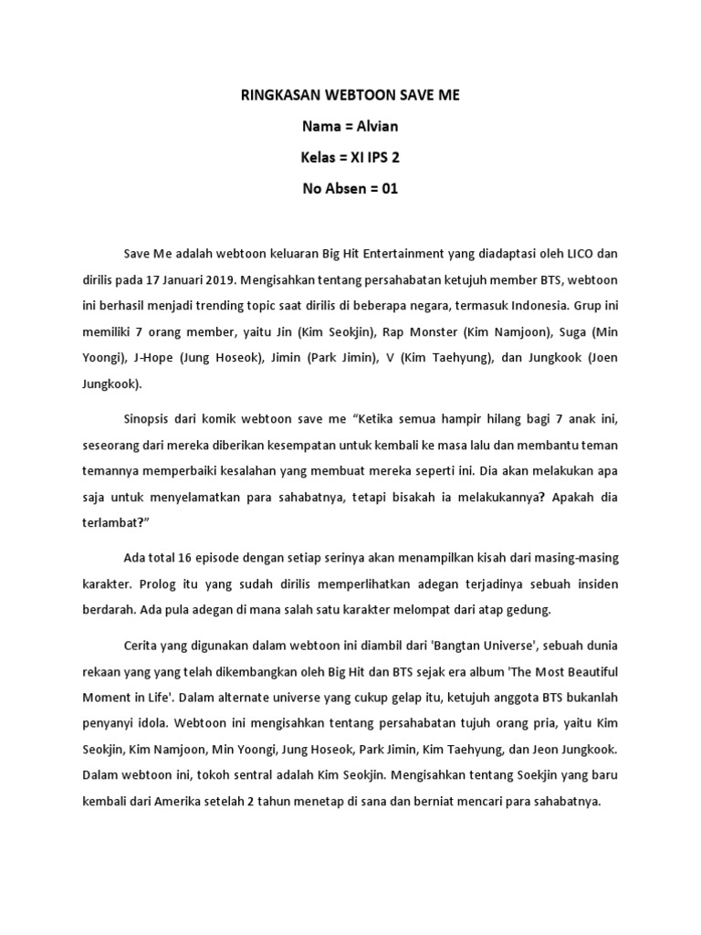 Sinopsis Webtoon "Save Me" BTS | PDF | Game & Aktivitas