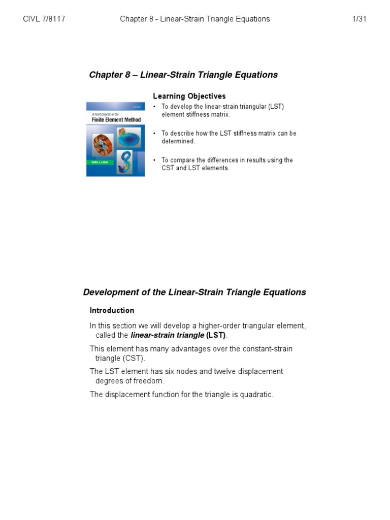 Chapter 8 - Linear-Strain Triangle Equations: Learning Objectives | PDF ...