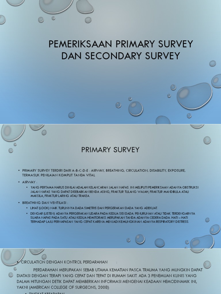 Primary Survey Dan Secondary Survey | PDF