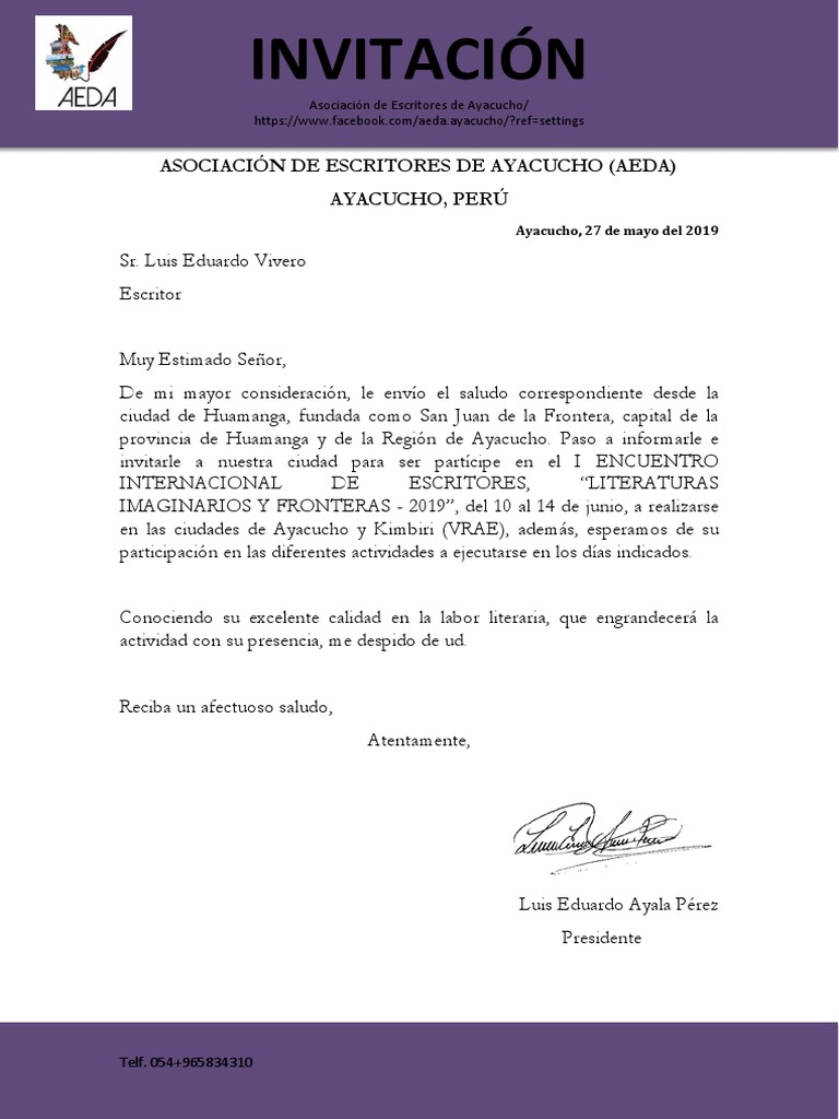 Carta de Invitacion | PDF