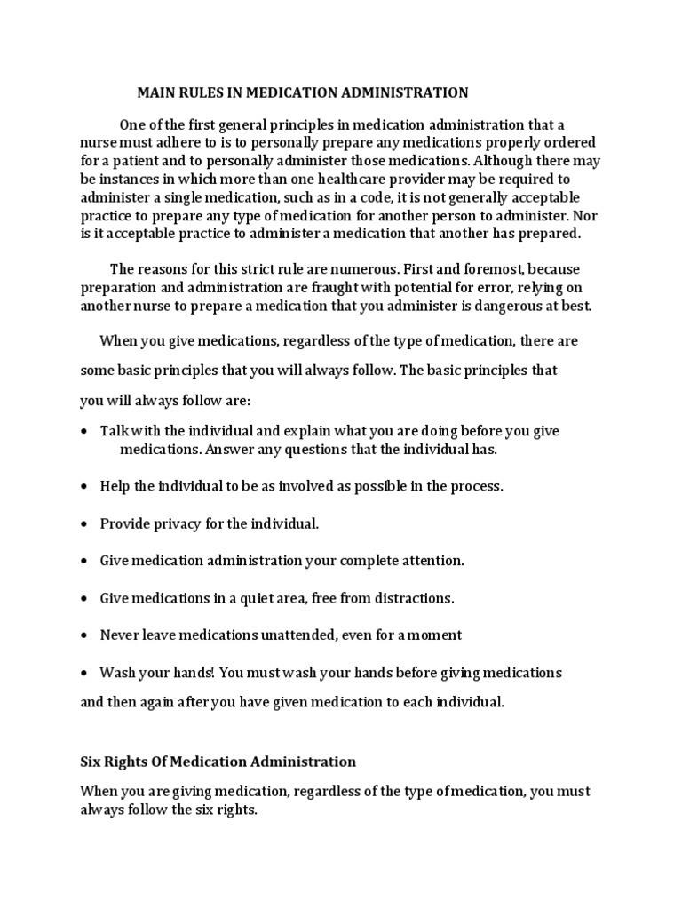 Main Rules in Medication Administration Moise Flori 2G Amg | PDF ...