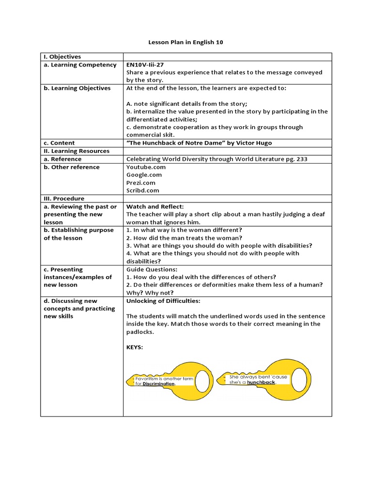 Final Demo LP | PDF | The Hunchback Of Notre Dame | Lesson Plan