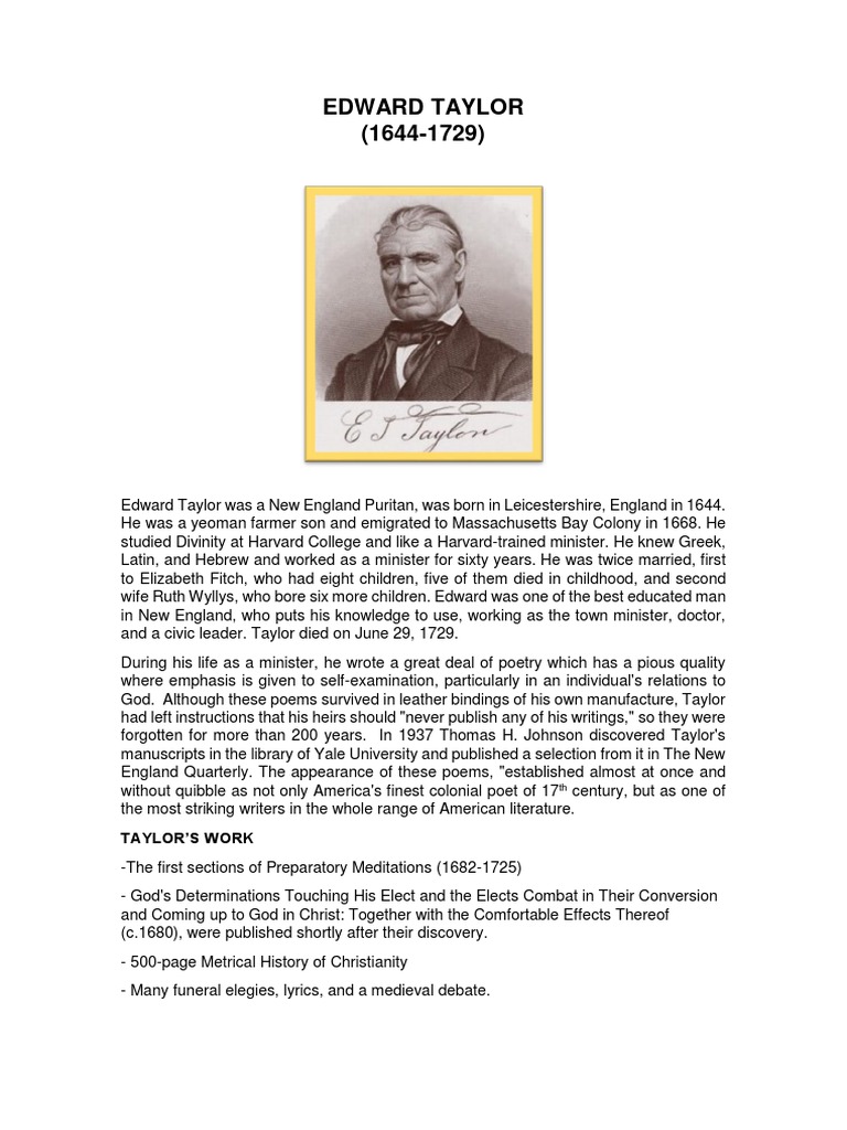 Edward Taylor | PDF | Poetry