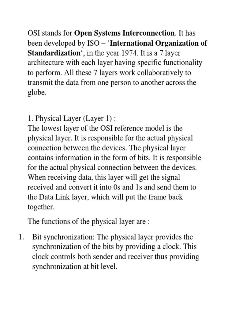 Osi Notes | Download Free PDF | Osi Model | Computer Network