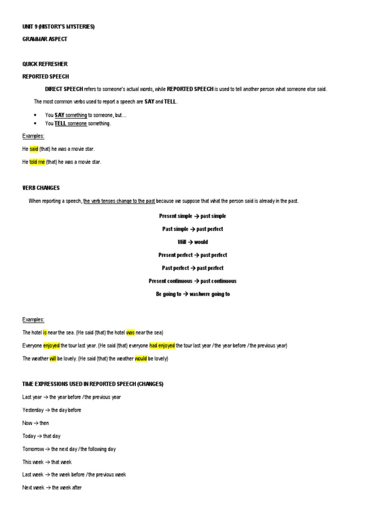 Reported Speech and Modal Verbs | PDF | Verb | Onomastics