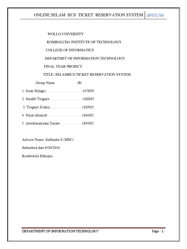 Selam Bus Ticket Reservation System | PDF | Web Server | Internet & Web