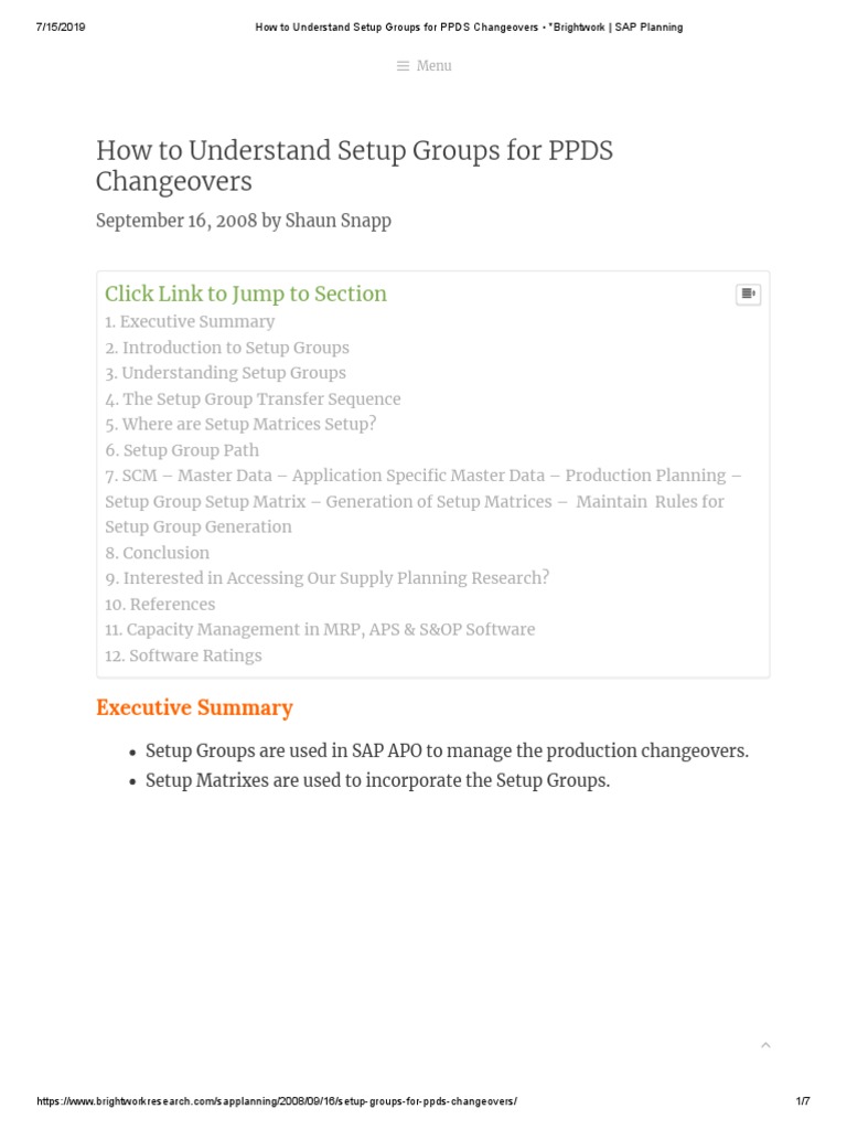 How To Understand Setup Groups For PPDS Changeovers | PDF | Sap Se ...