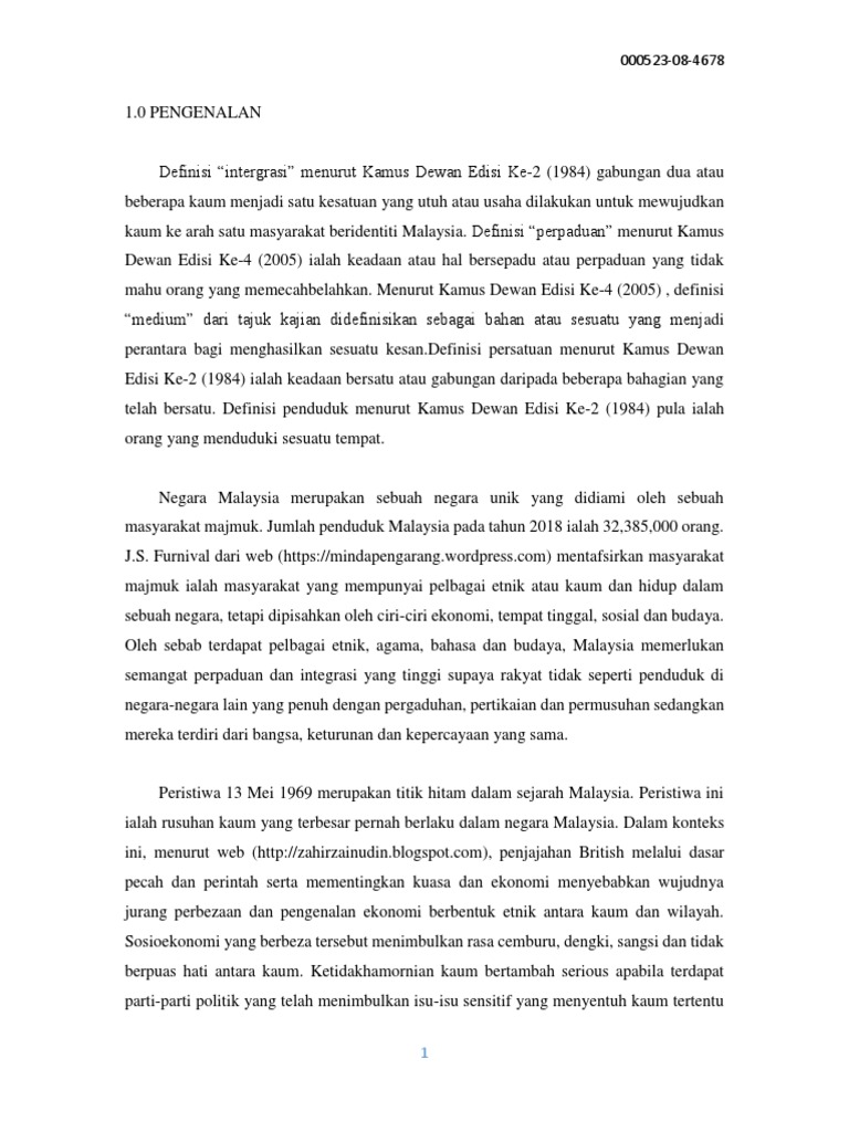 Integrasi Dan Perpaduan | PDF