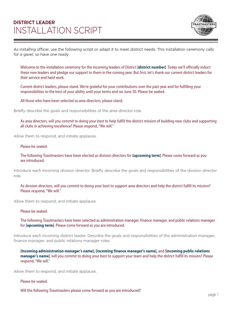 District Leader Installation Script | PDF