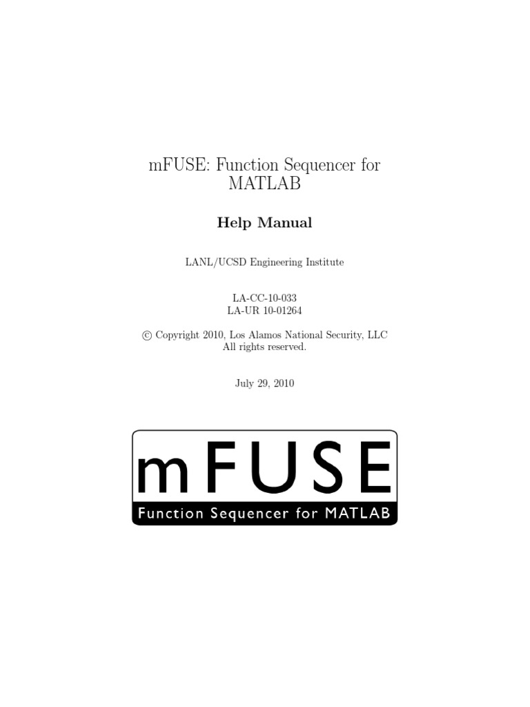 mFUSE: Function Sequencer For Matlab: Help Manual | PDF | Subroutine | Matlab