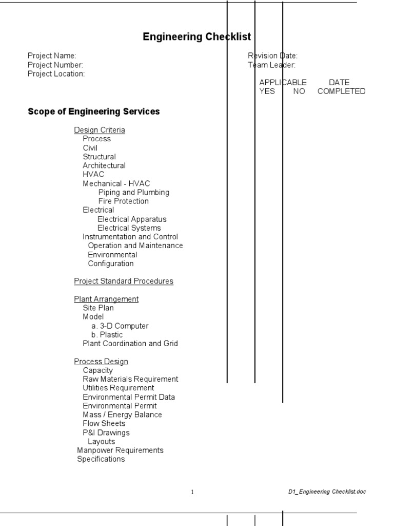 Comprehensive Engineering Checklist | PDF | Specification (Technical ...