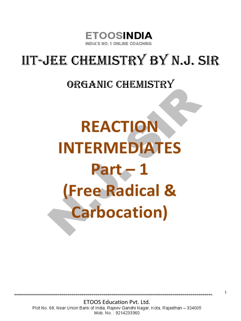 Reaction Intermediates | PDF | Methyl Group | Chemical Reactions