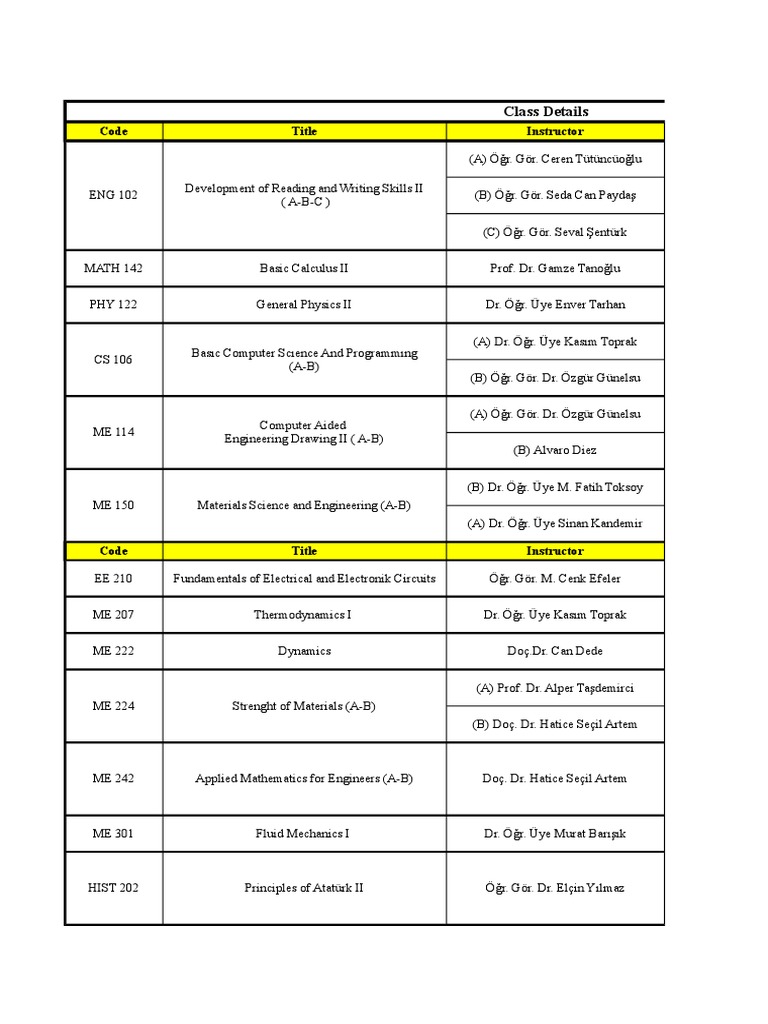 Mech - Eng - Dept - Spring 2019 Final Exam Schedule | PDF | Machines ...