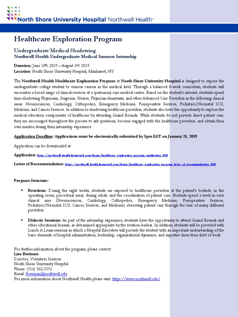 Healthcare Exploration Program | PDF | Health Care | Hospital