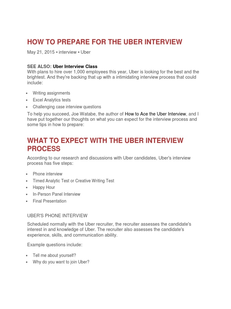 How To Prepare For The Uber Interview | PDF | Analytics | Marketing