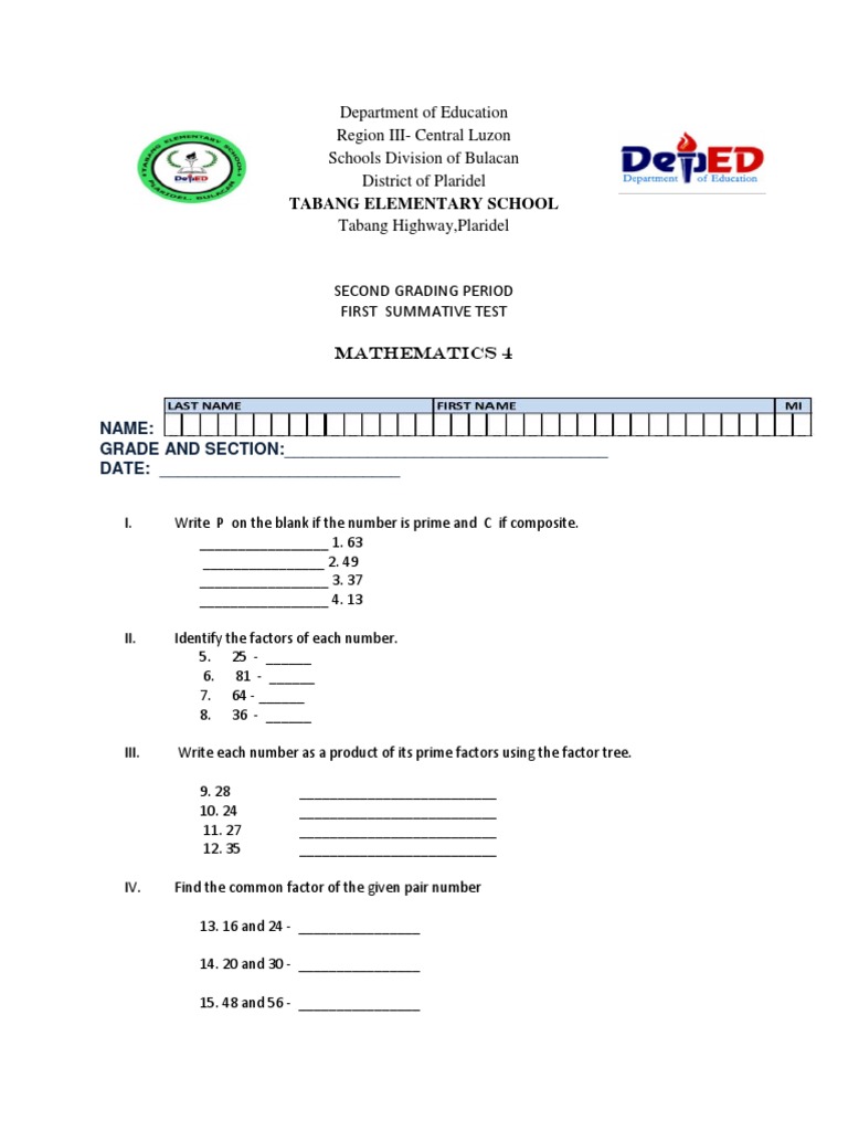Math Test | PDF