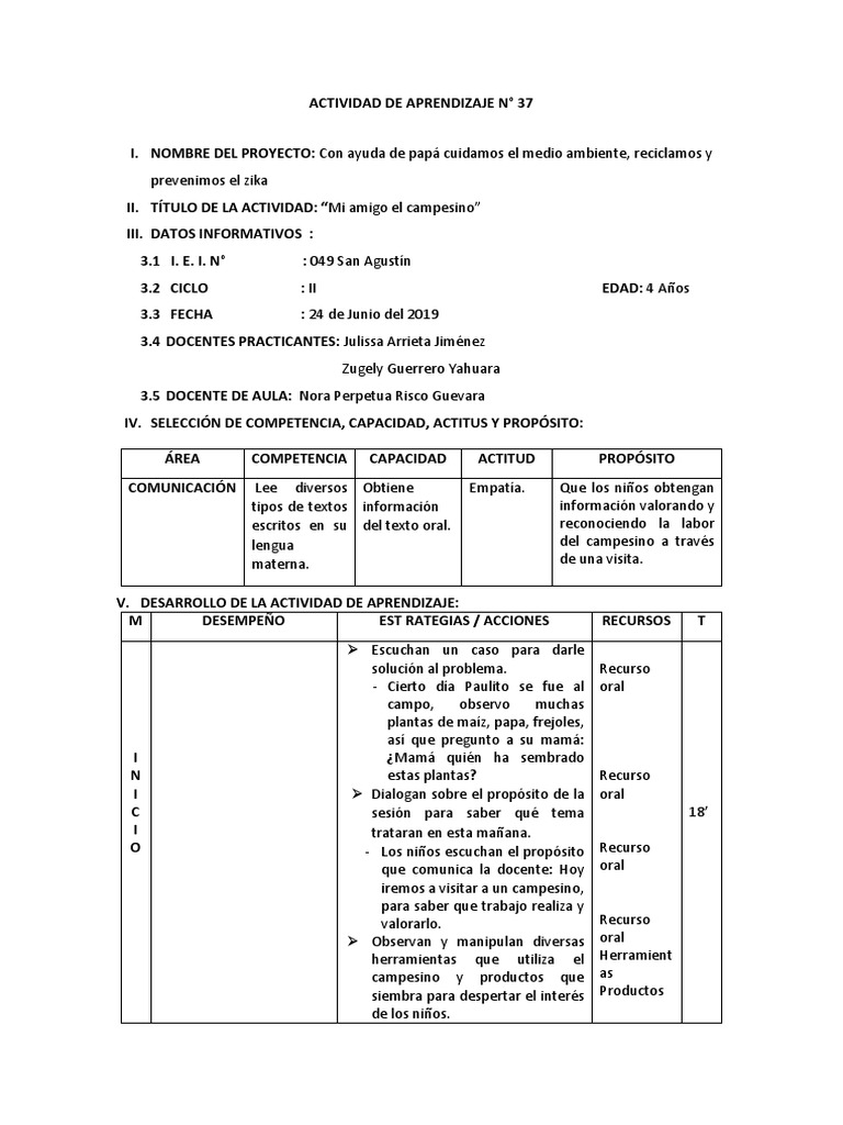 Mi Amigo El Campesino | PDF | Perú | Educación de la primera infancia