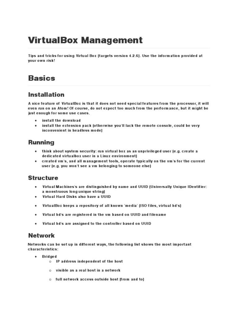 VirtualBox Management | PDF | Hard Disk Drive | Virtual Machine