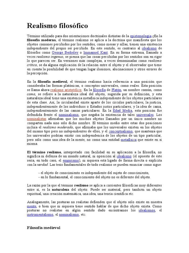Realismo Filosófico | PDF | Realismo filosófico | Filosofía occidental