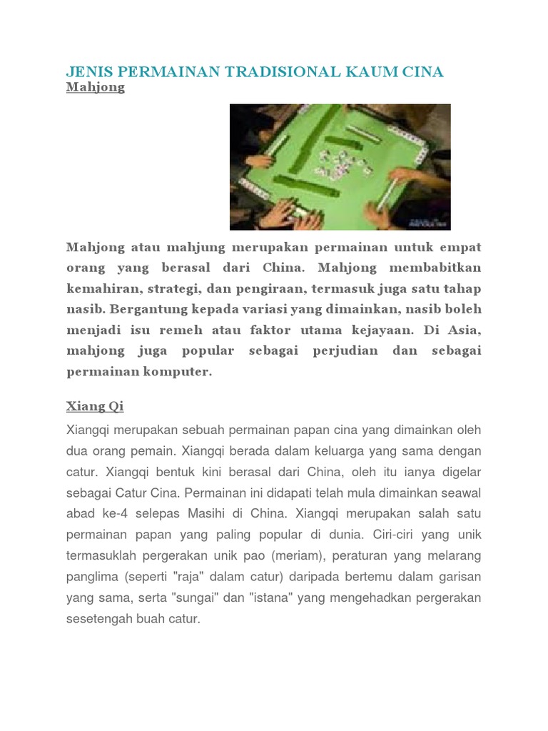 Jenis Permainan Tradisional Kaum Cina | PDF Jenis Permainan Tradisional Kaum Cina | PDF