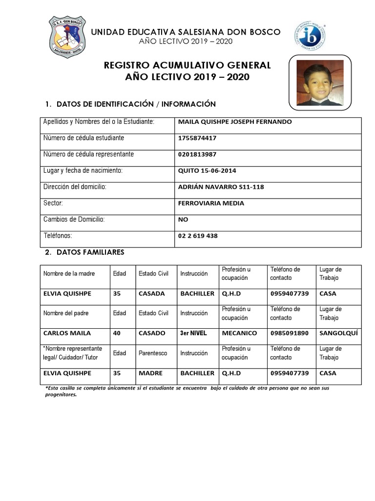 Ficha Acumulativa Del DECE | PDF | Ciencias de la Salud | Medicina