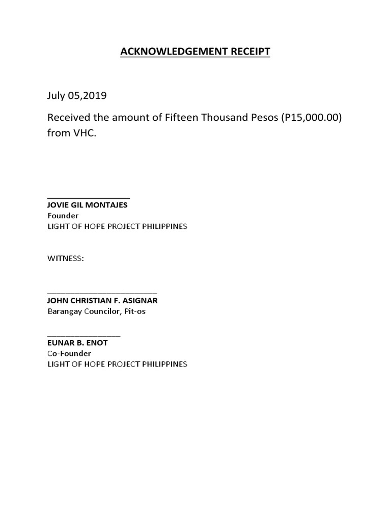 Acknowledgement Receipt | PDF